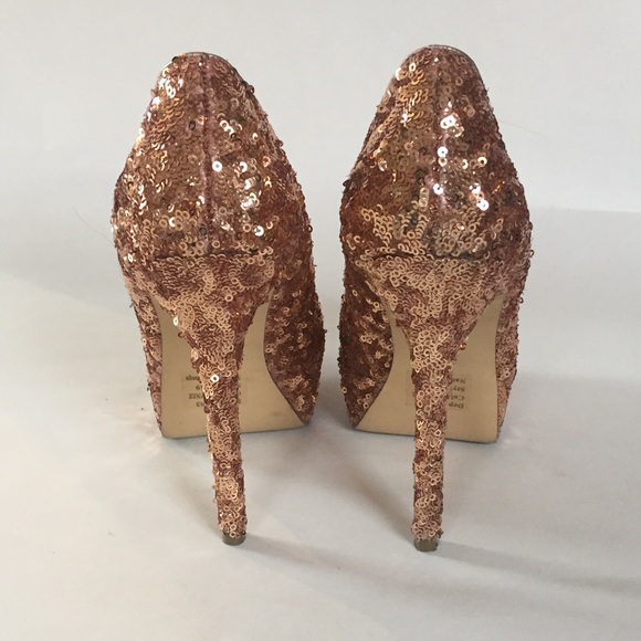 Bakers | Shoes | Beautiful Bakers Rose Gold Sequin Platform Heels ...